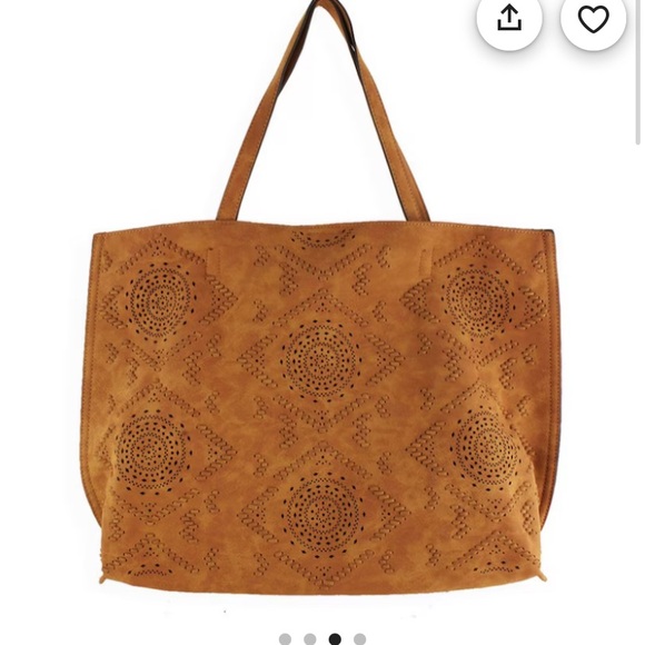 Bags | Laser Cut Tote Cognac Large Tote Laser Cut Handbag Large Laser ...